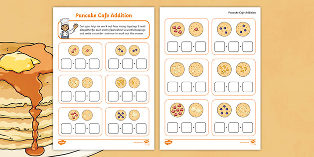 👉 Pancake Cafe Addition Worksheet (teacher made)