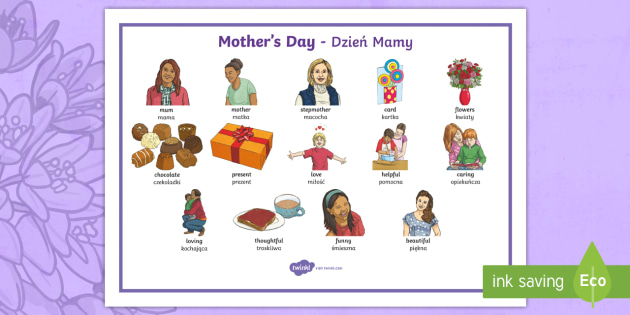 Mother's Day Illustrated Word Mat English/Polish