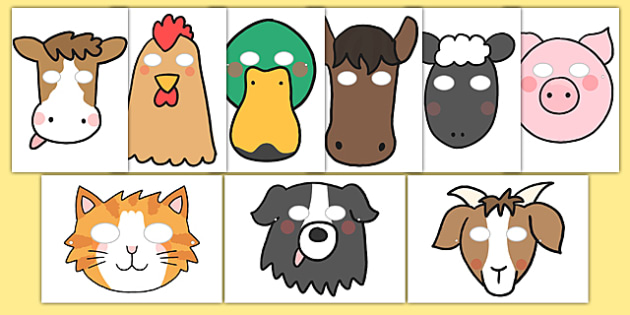 Farm Animal Mask Templates - Farm, animals, animal, Role Play, mask, pig