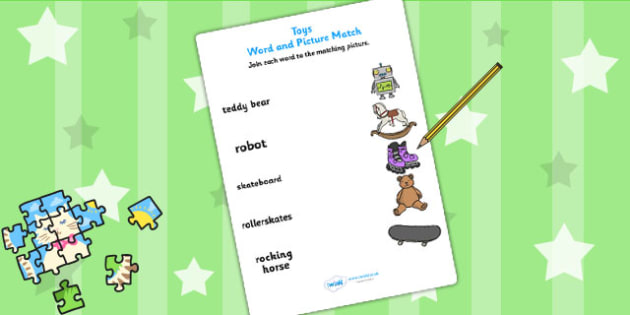 Toy Word and Picture Matching Worksheet