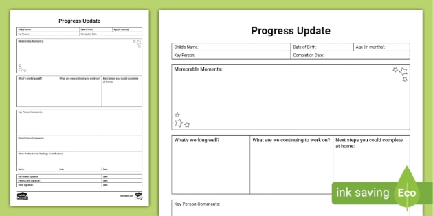 EYFS Progress Update Form (teacher made) - Twinkl