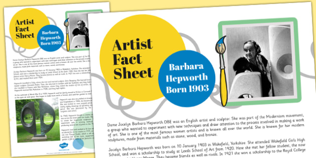Artist Fact Sheet Barbara Hepworth - barbara hepworth, fact
