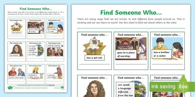 Tolerance and Respect: KS2 Find Someone Who Activity