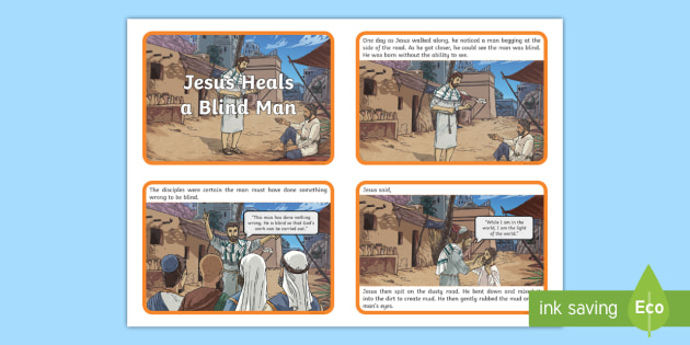 Jesus Heals a Blind Man Story Sequencing Cards