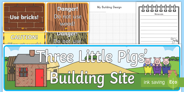 Three Little Pigs Building Site Dramatic Play Pack