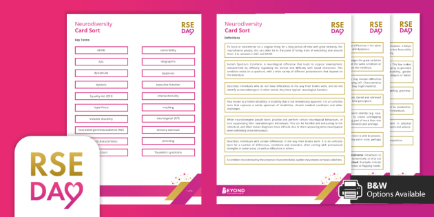 FREE! - RSE Day Neurodiversity Card Sort (teacher made)