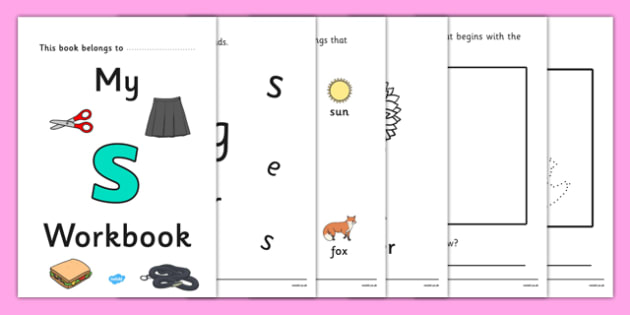 My Workbook s lowercase - workbook, s sound, lowercase, letters, alphabet