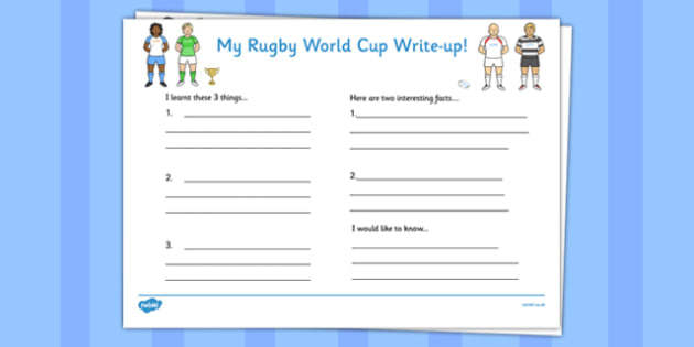 Rugby World Cup Write Up Worksheets (Teacher-Made)