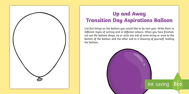 KS1 Up and Away Transition Day Aspirations Balloon Worksheet