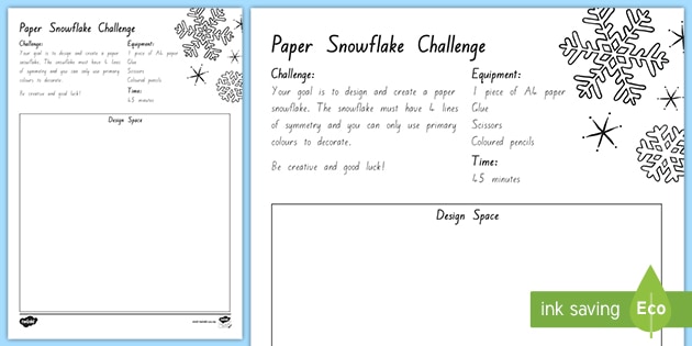 STEAM Paper Snowflake Challenge (teacher made)STEAM Paper Snowflake ...
