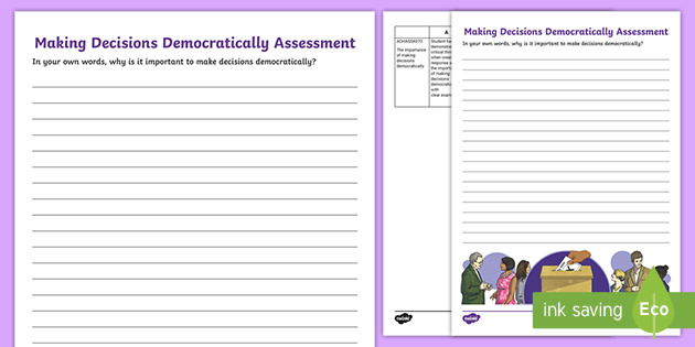 Making Decisions Democratically Assessment Sheet