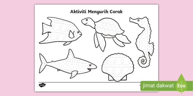 Aktiviti Menyurih Corak Tema Hidupan Laut (teacher made)