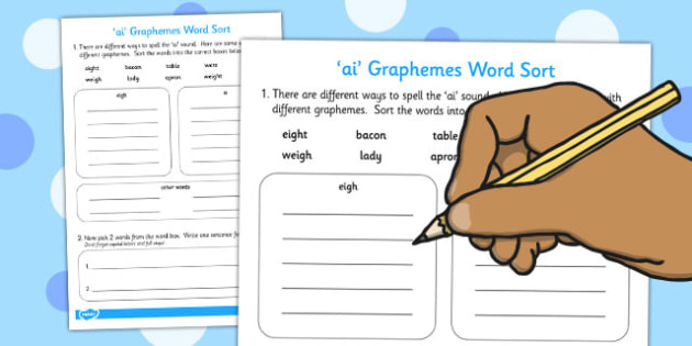 ai Graphemes Word Sort Worksheet (teacher made)