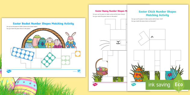 Easter-Themed Number Shape Matching Activities Resource Pack