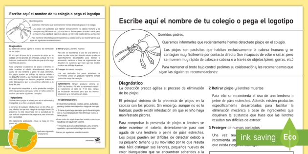 Circular de aviso: Piojos (teacher made)