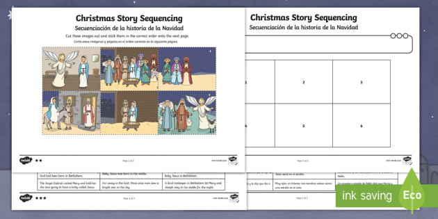 Christmas Story Sequencing Worksheet / Worksheet English/Spanish ...