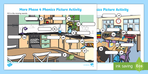 More Phase 4 Phonics Picture Worksheet (teacher made)