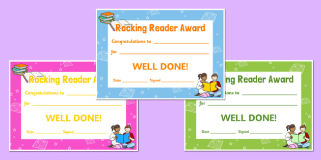 Rocking Reader Reading Award Certificates (teacher made)