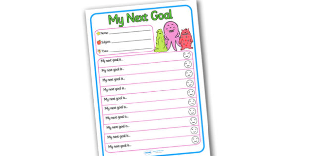 Themed Target and Achievement Sheets Monster Themed My Next Goal