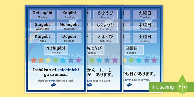 Days in a Week Display Poster Visual Prompt Japanese