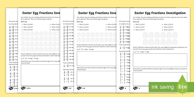 👉 Easter Egg Differentiated Fractions Investigation