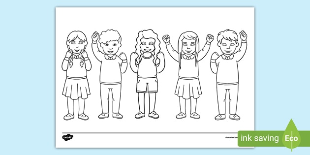 Students Cheering Colouring Sheet