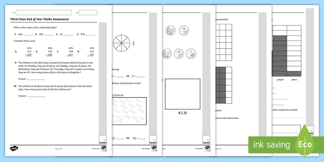 Third Class End of Year Maths Assessment Pack