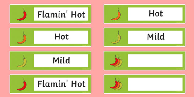 Chilli Challenge Resource Labels (teacher made)