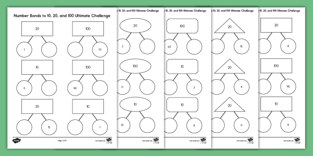 Addition Bonds Worksheets Number Bonds Worksheets
