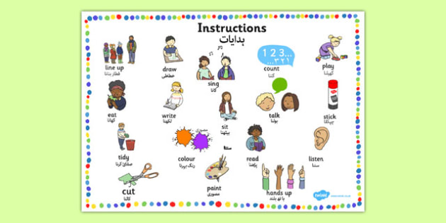 New EAL Starter Instructions Word Mat Urdu Translation