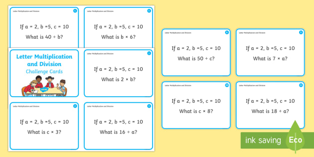 Letter Multiplication and Division Challenge Cards