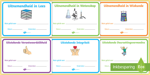 30 Einde van die jaar sertifikate (teacher made)