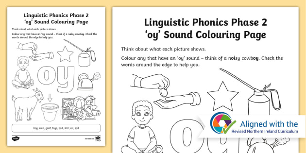 Linguistic Phonics Phase 2 'oy' Sound Colouring Page