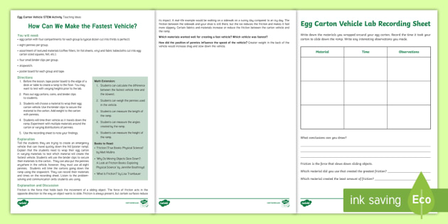 Egg Carton Vehicle STEAM Teaching Ideas - Science, technology, engineering