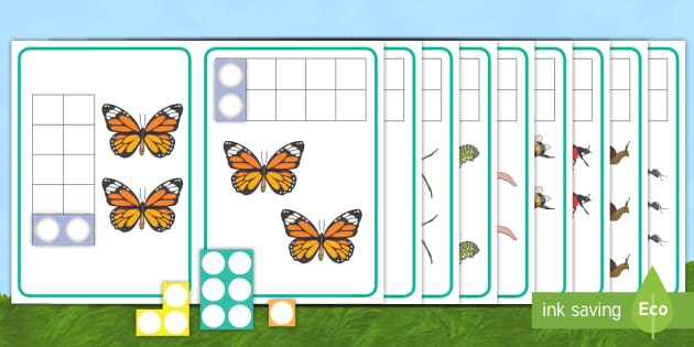 Minibeast-Themed Count and Find the Matching Number Shapes Cards
