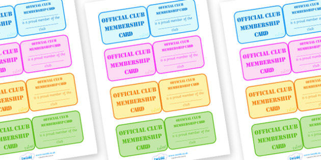 👉 School Club Membership Cards