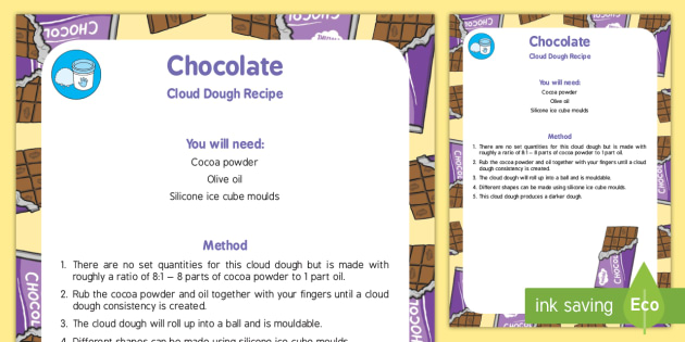 Chocolate Cloud Dough Recipe (teacher made)