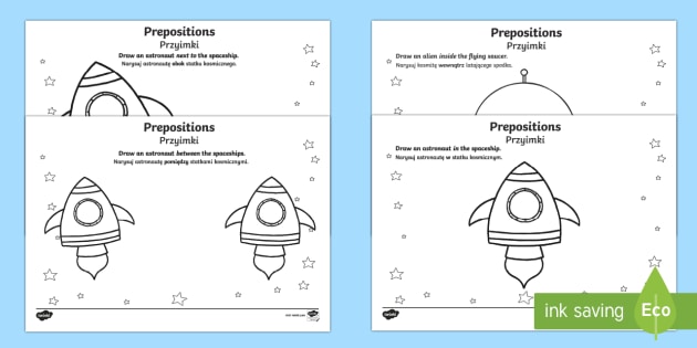 Alien Positional Language Worksheet / Worksheet English/Polish