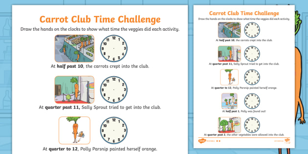 Carrot Club Time Challenge Differentiated Activity Sheets