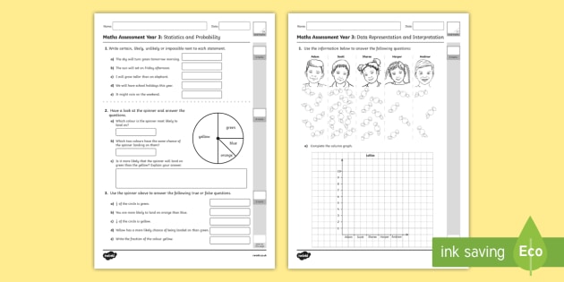 Year Three Statistics and Probability Assessment Pack