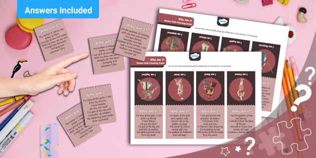 Who Am I? Roman Gods Guessing Cards - Twinkl Puzzled