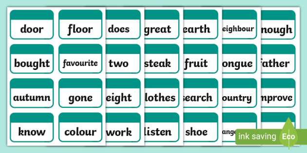 Phase 6 Common Exception Words Flashcards - Resources