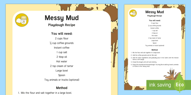 Messy Mud Playdough Recipe (teacher made)