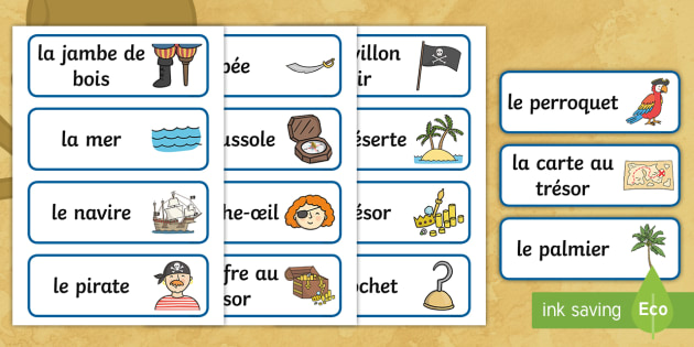 Cartes de vocabulaire : Les pirates (teacher made)