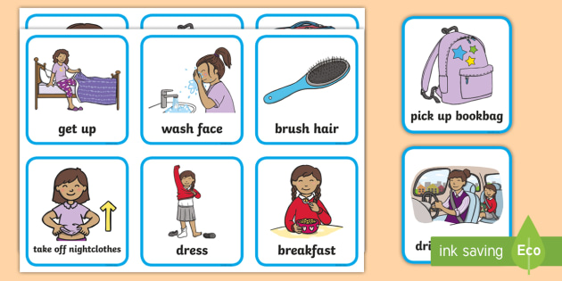 Visual Timetable Getting Ready For School Girls 