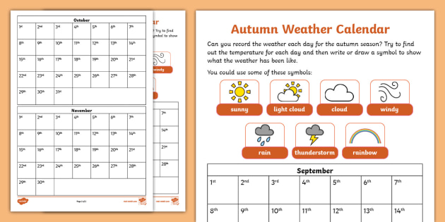 Autumn Weather Report Activity Sheet (teacher made)