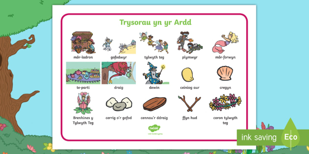 Mat Geiriau a Lluniau Trysorau yn yr Ardd (teacher made)