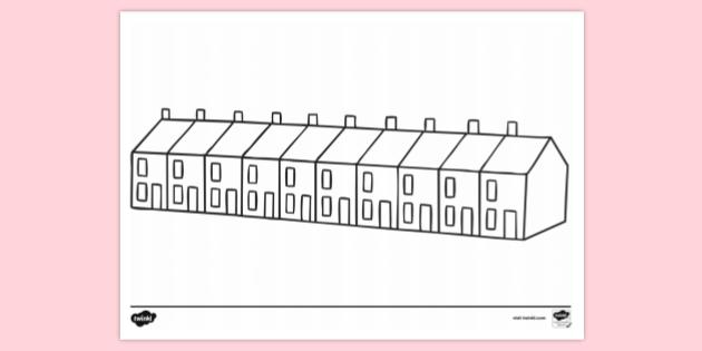 FREE! - Row Of Terraced Houses Colouring Sheet | Colouring Sheets