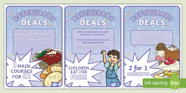 Restaurant Role Play Signs (teacher made)