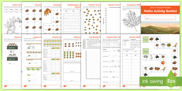 Year 4 Autumn-Themed Maths Home Learning Activity Booklet